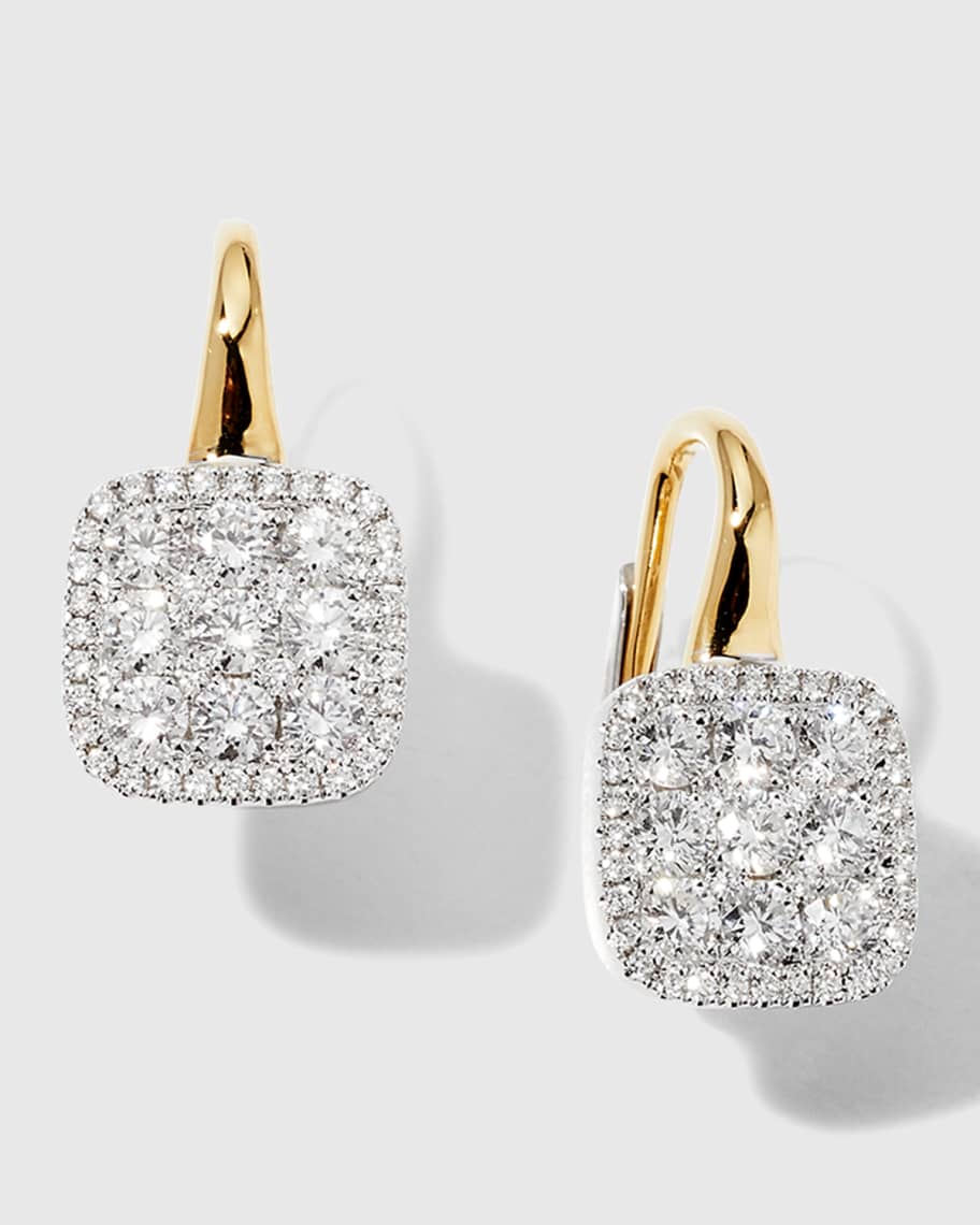 Frederic Sage 18K Yellow and White Gold Medium Firenze II Diamond Cushion Earrings | Neiman Marcus