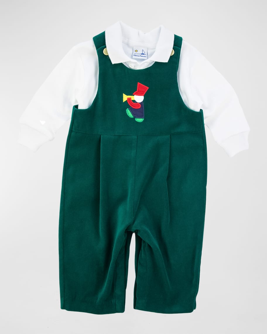 Florence Eiseman Boy's Velvet Embroidered Coverall W/ Polo Shirt, Size ...