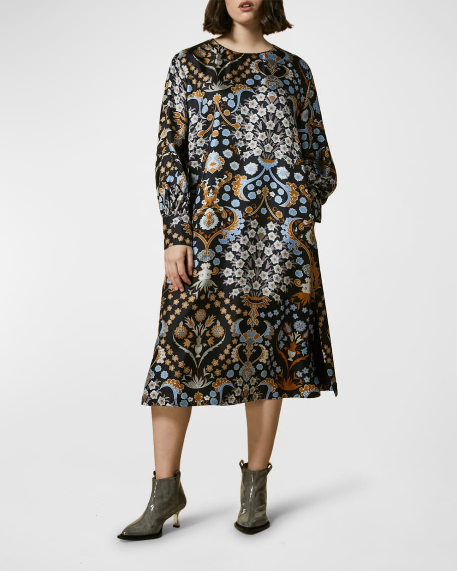 Marina Rinaldi Plus Size Domenica Printed Twill Shift Dress | Neiman Marcus