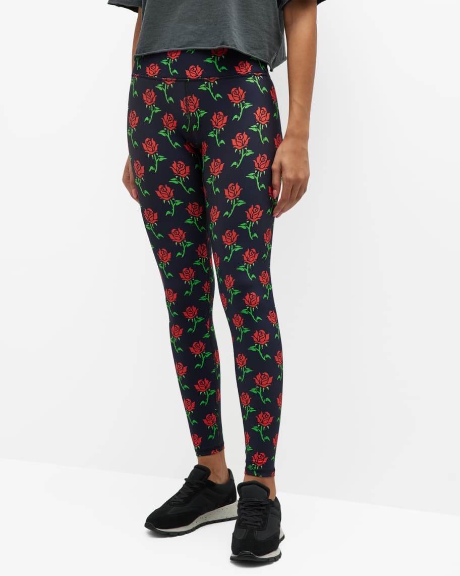 Terez Stemmed Roses DuoKnit High-Rise Leggings | Neiman Marcus