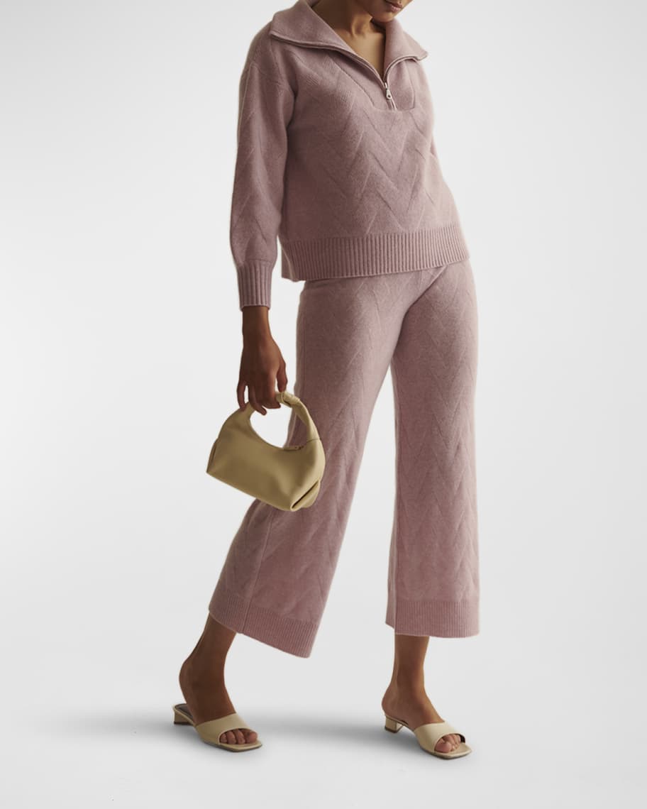 Skin Poppy Chevron Half-Zip Cashmere Pullover | Neiman Marcus