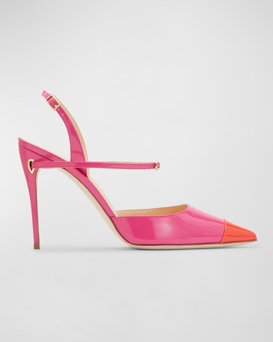 Jennifer Chamandi Vittorio Bicolor Patent Halter Pumps | Neiman Marcus