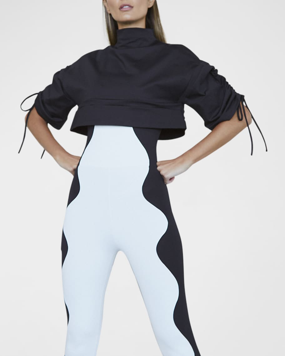Port de Bras Cata Cropped Mock-Neck Drawstring Top | Neiman Marcus