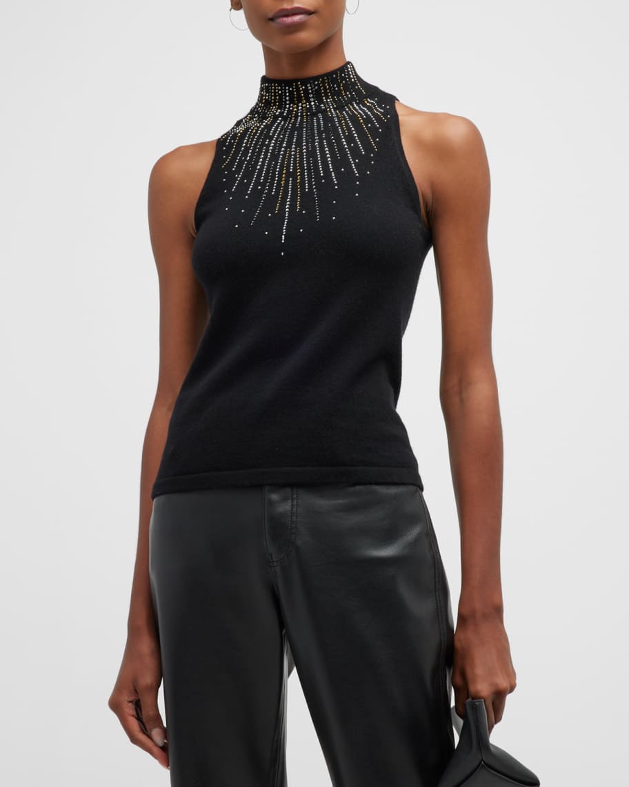 Autumn Cashmere Sunburst Rhinestone Halter Sweater | Neiman Marcus