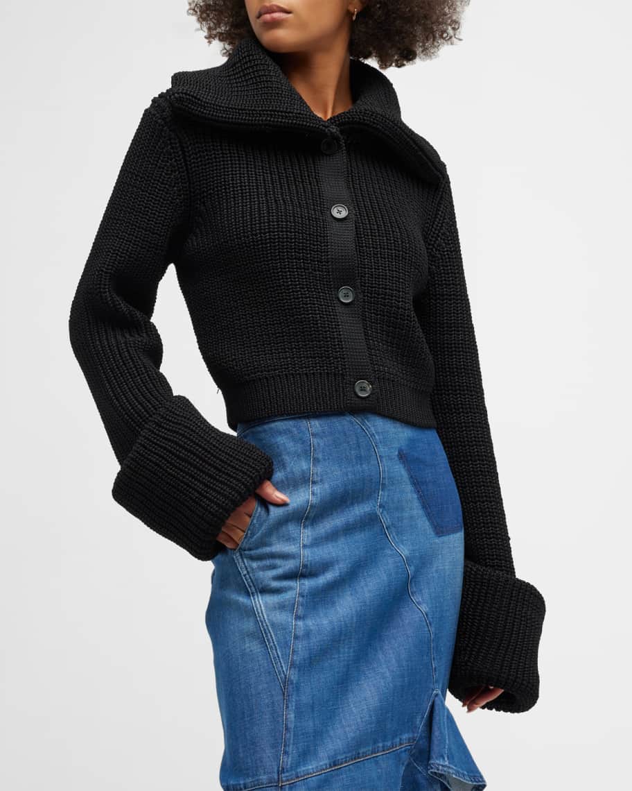JW Anderson Chunky Knit Crop Recycled Cardigan | Neiman Marcus