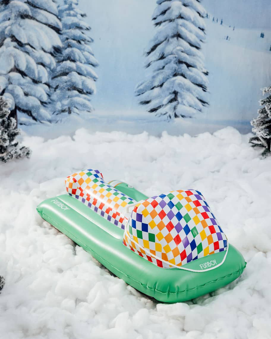 Funboy Kid's Rainbow Checkered Racer Inflatable Snow Sled | Neiman Marcus