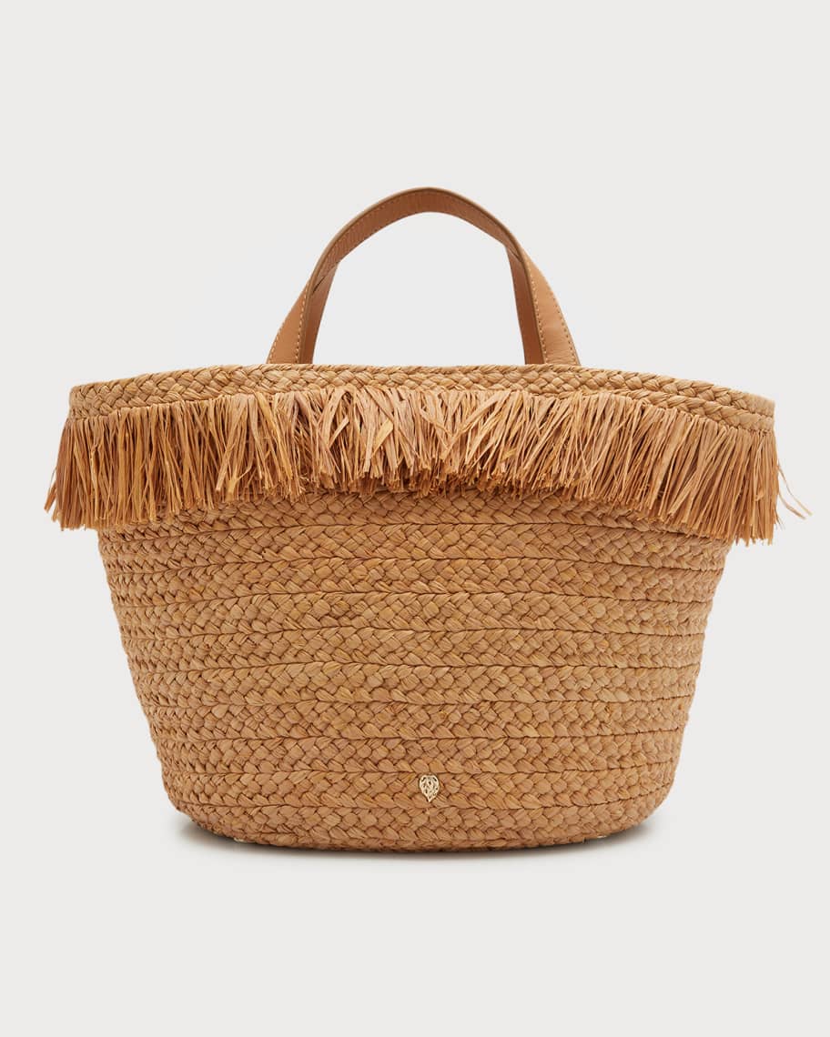 Helen Kaminski Braided Raffia Fringe Tote Bag | Neiman Marcus