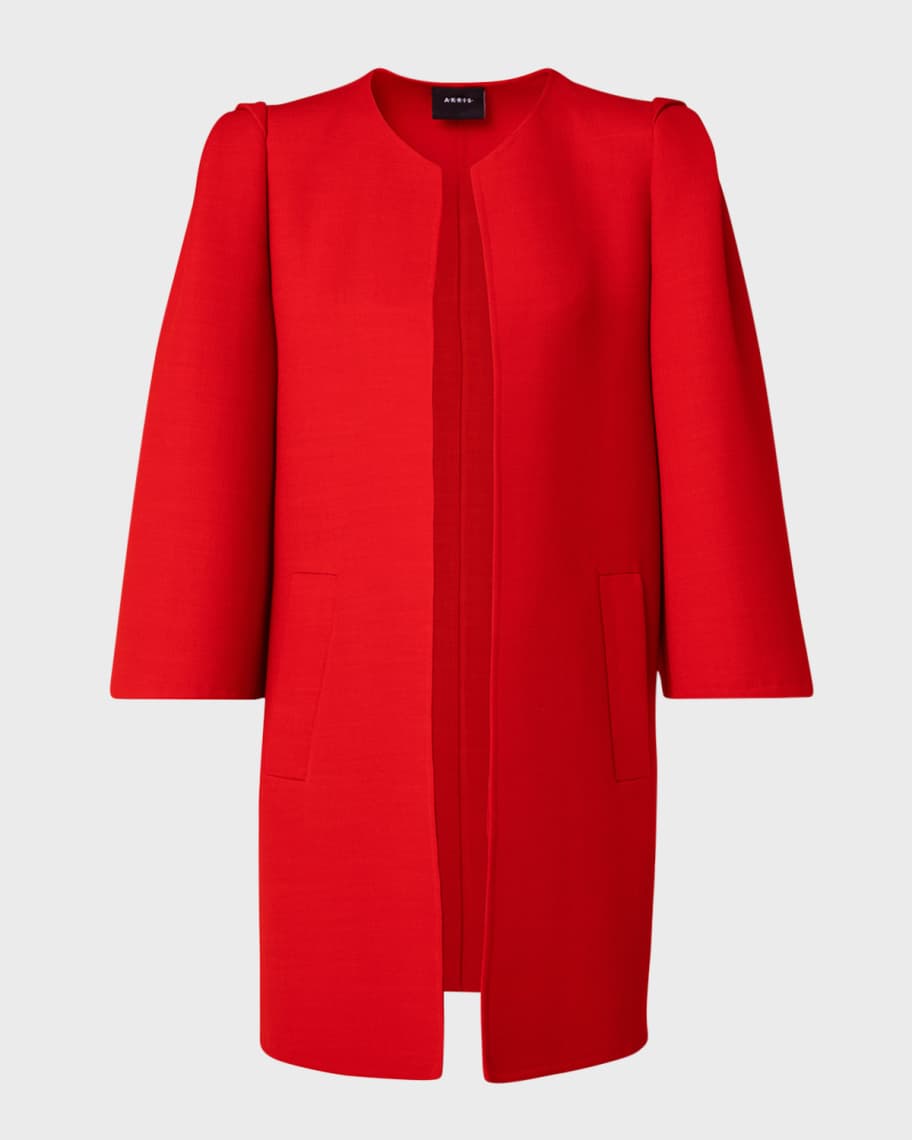 Akris Oriana Structured Wool Coat w/ Bracelet Sleeves | Neiman Marcus