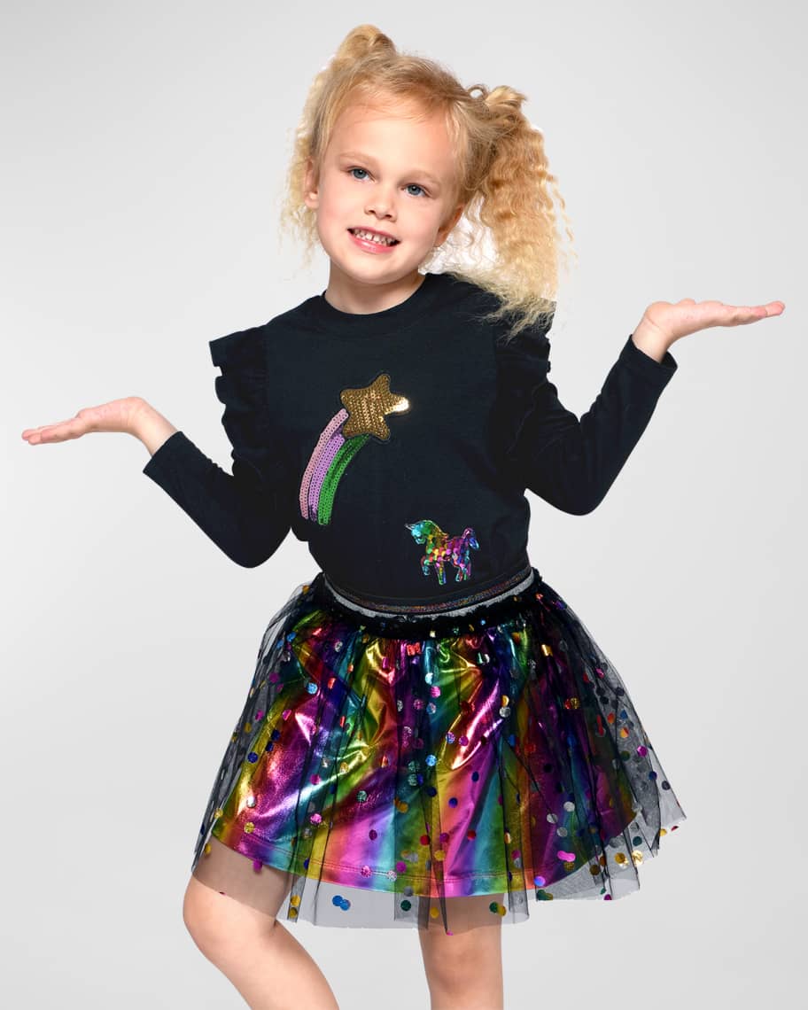 Hannah Banana Girl's Dotted Rainbow Tulle Skirt, Size 7-10 | Neiman Marcus