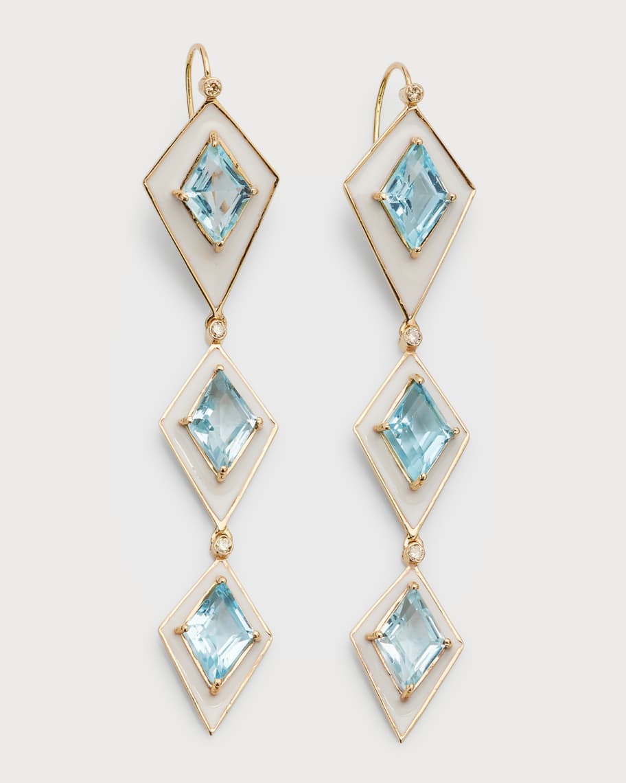 Siena Jewelry 14K Yellow Gold 3-Tier Topaz Kite Earrings | Neiman Marcus