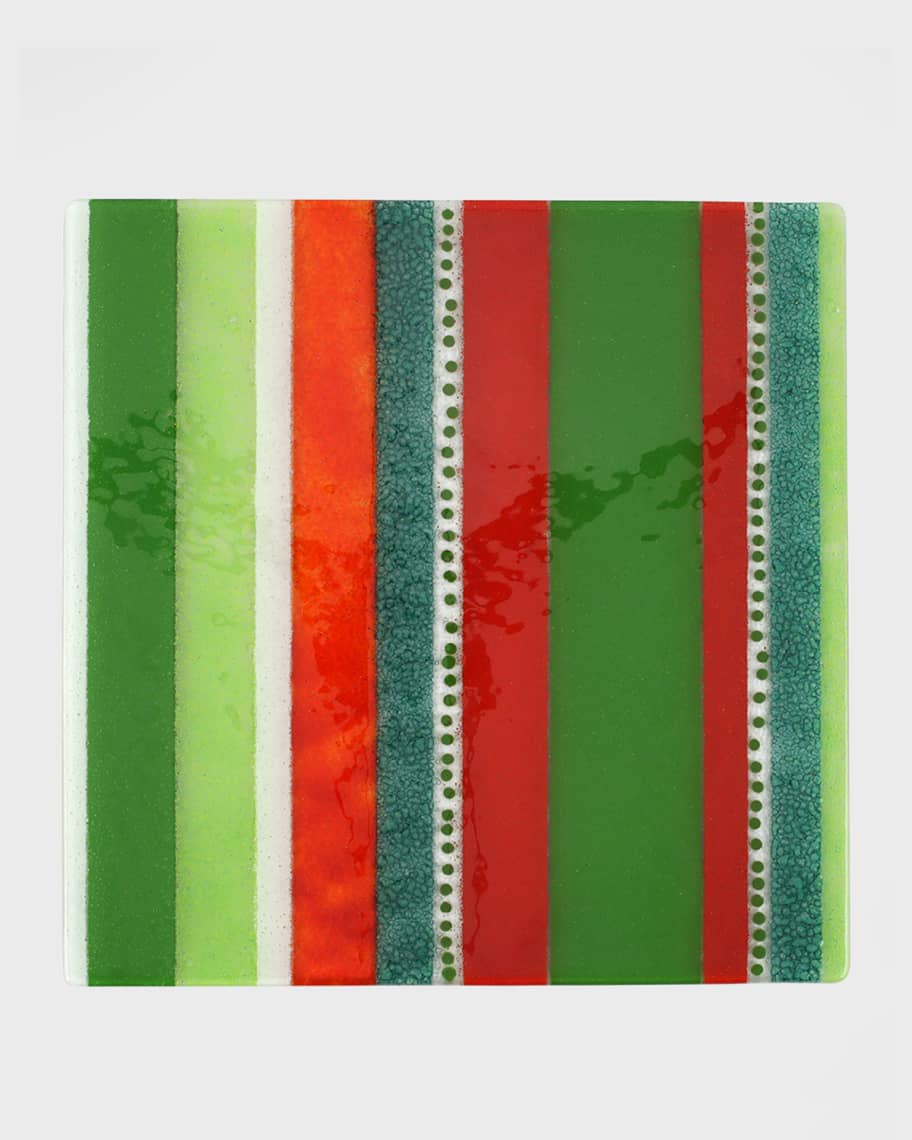 Vietri Natale Large Square Glass Platter | Neiman Marcus