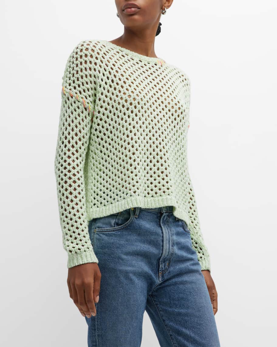 Lisa Todd Twister Open-Stitch Crewneck Sweater | Neiman Marcus