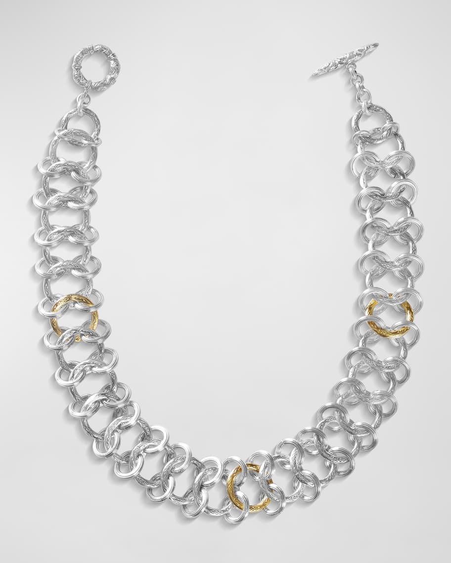 Stephen Dweck Orogento Sterling Silver and 18K Gold Chainmail Necklace ...