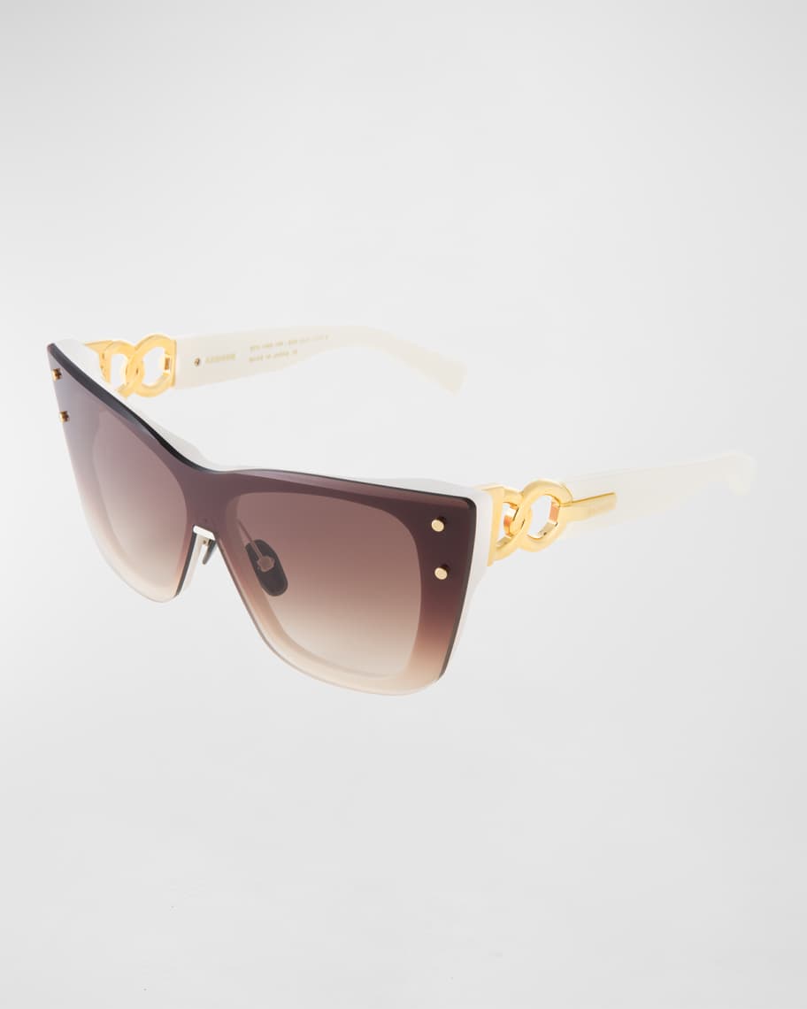 Balmain Armour Metal Chain & Acetate Cat-Eye Sunglasses | Neiman Marcus