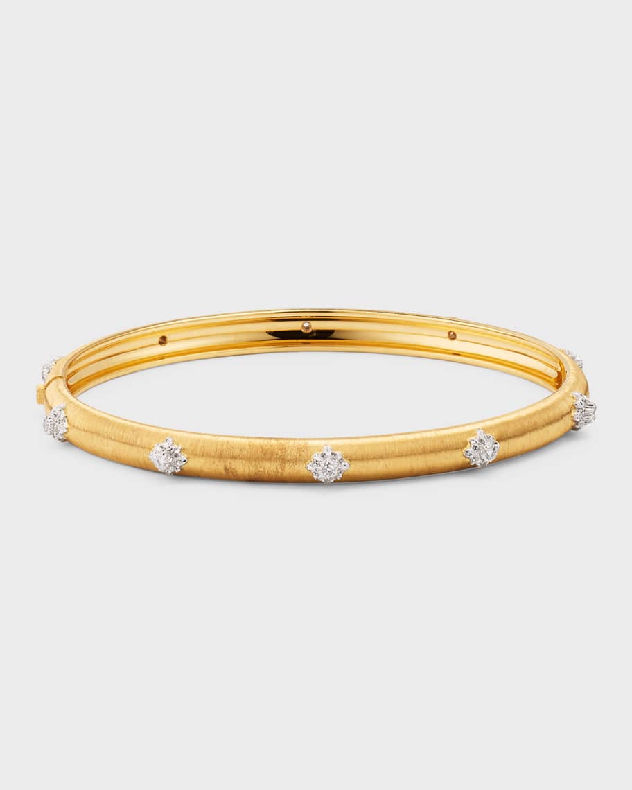 Buccellati Macri 18K Yellow Gold Bangle with Diamonds, 4mm | Neiman Marcus
