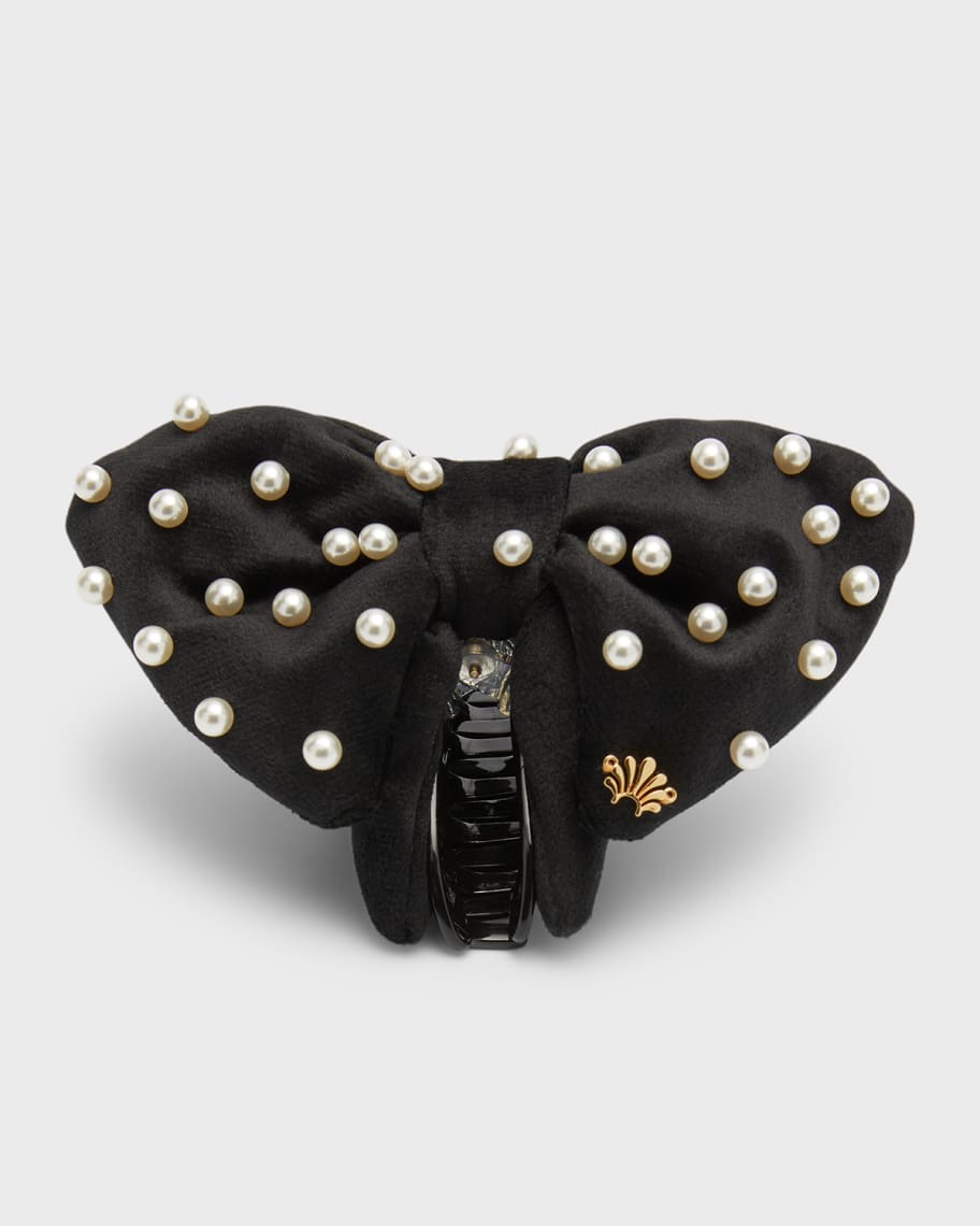 Lele Sadoughi Pearly Velvet Simone Bow Clip | Neiman Marcus
