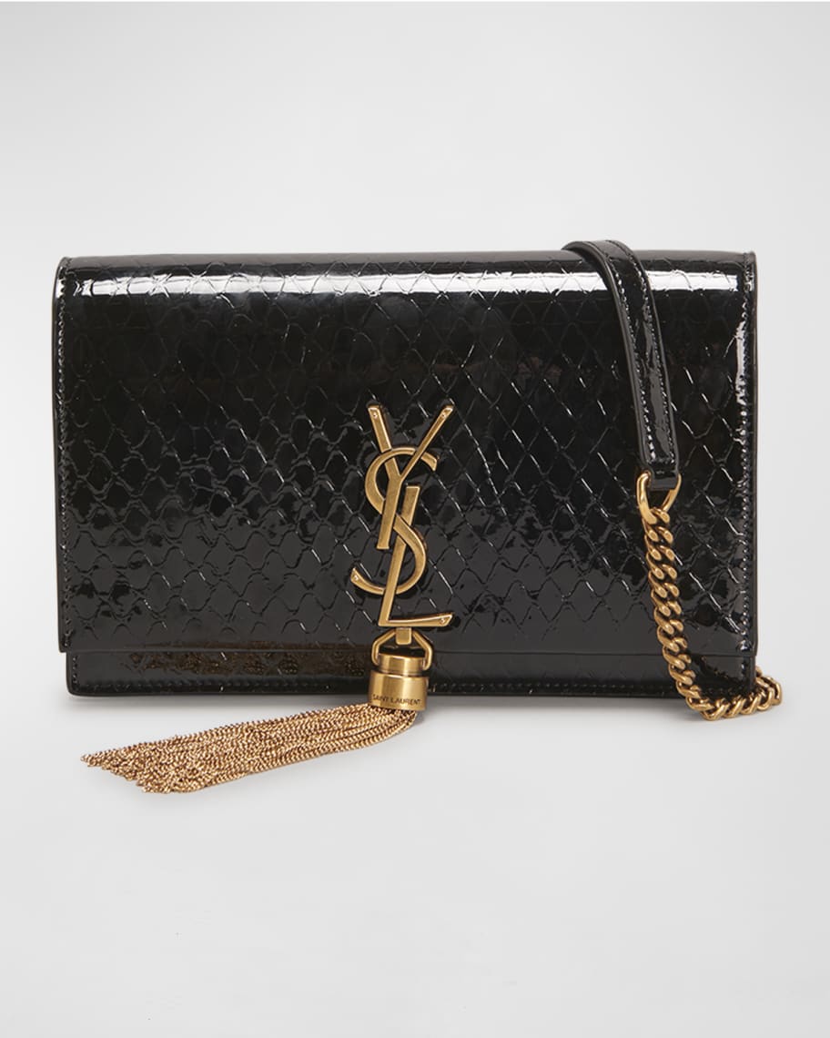 Saint Laurent Kate YSL Python-Embossed Wallet on Chain | Neiman Marcus