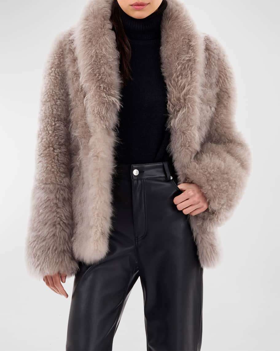 Gorski Belted Cashmere Goat Fur Jacket | Neiman Marcus