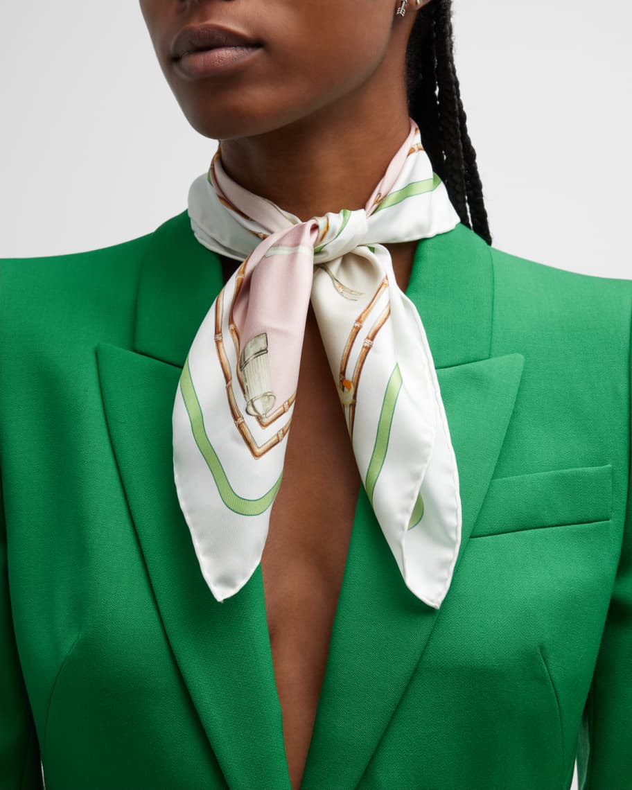 CASABLANCA Logo Tea Party Silk Twill Scarf | Neiman Marcus