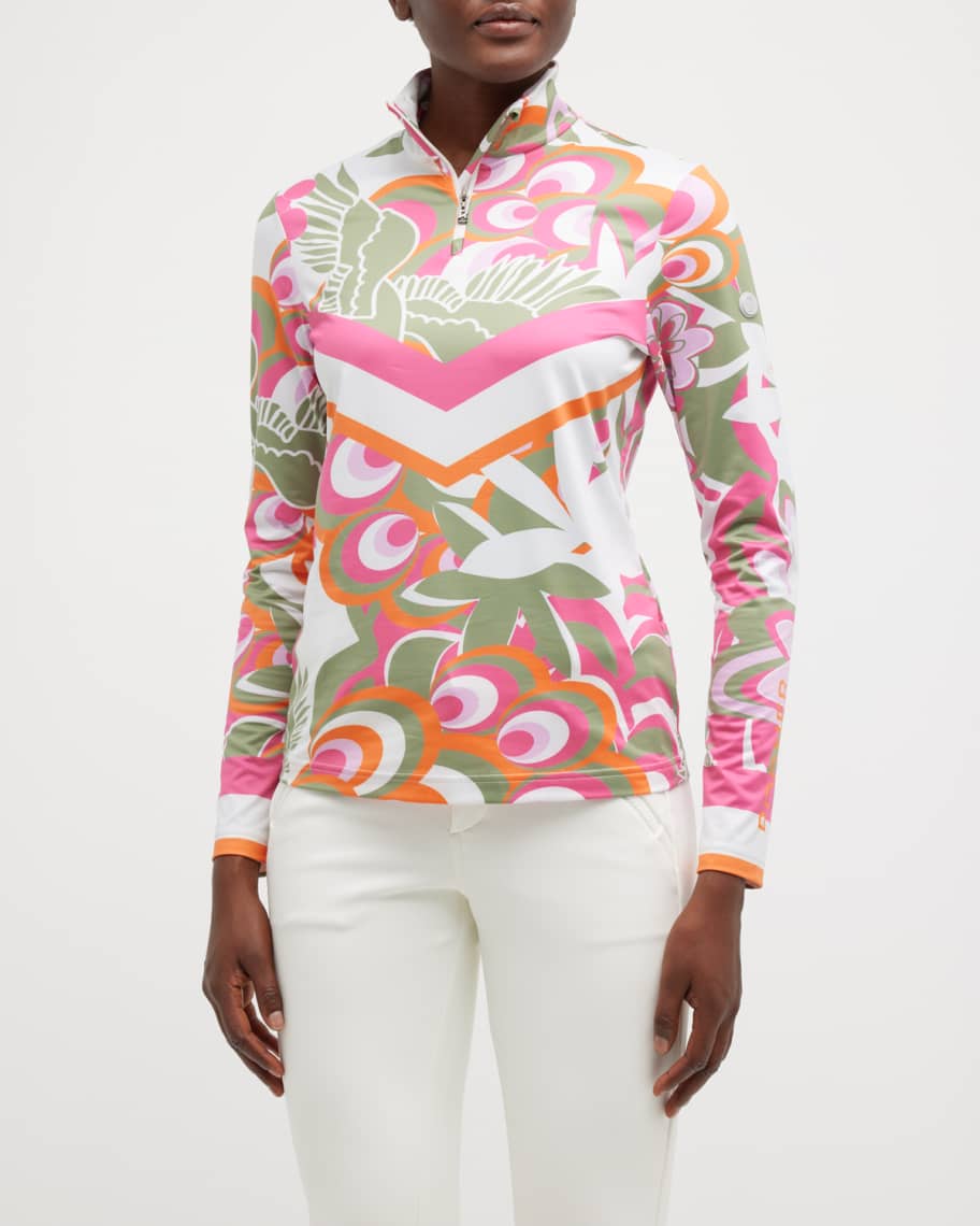Bogner Beline Printed Quarter Zip Top | Neiman Marcus