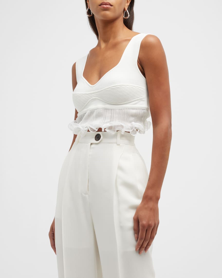 Herve Leger Plisse Ruffle Bra Top | Neiman Marcus