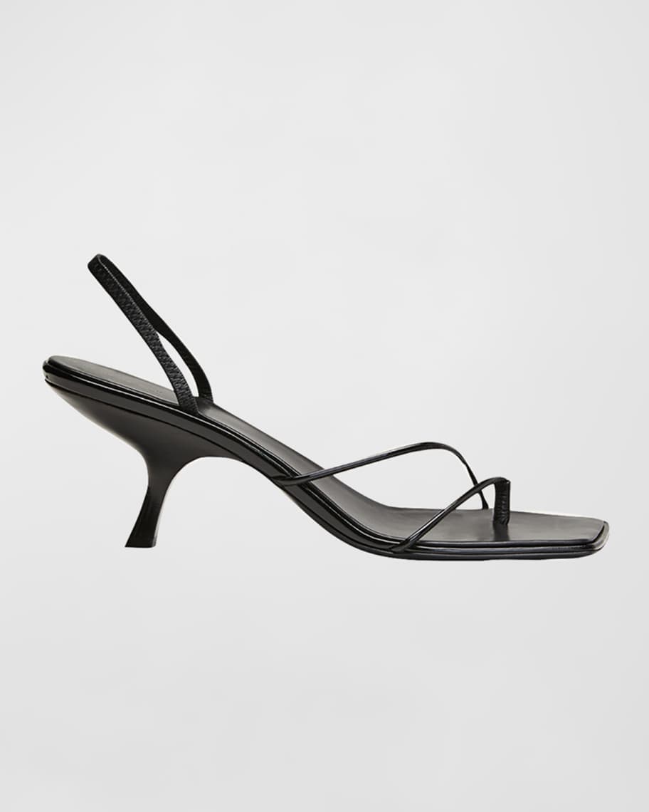 THE ROW Rai Patent Leather Strappy Kitten-Heel Sandals | Neiman Marcus