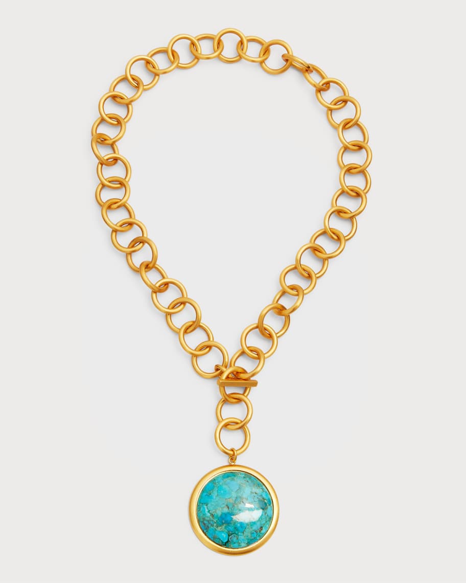 NEST Jewelry Brushed Chain with Bezel-Set Turquoise Cabochon | Neiman ...
