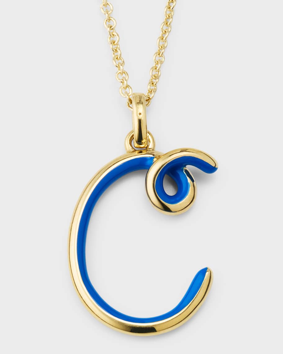 Bea Bongiasca Letter C Pendant Necklace in 9K YG with Half Enamel in ...