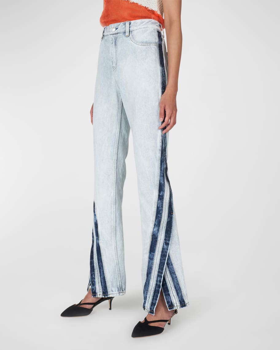 Koche Striped Split Flared Jeans | Neiman Marcus