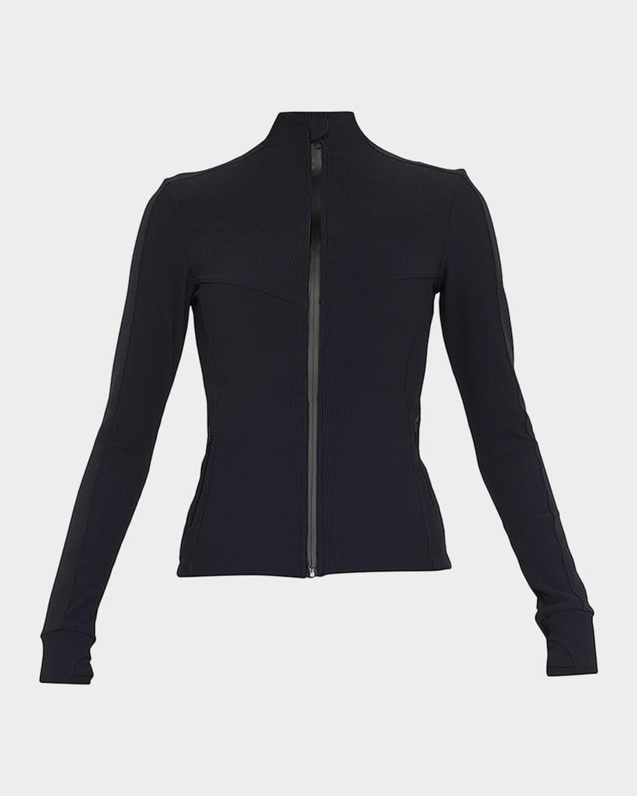 Blanc Noir Directional Rib Fitted Jacket | Neiman Marcus
