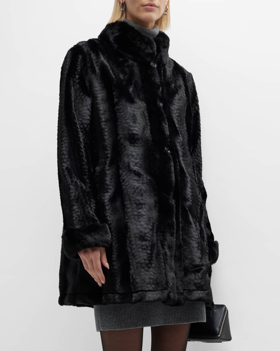 Belle Fare Two-Tone Reversible Faux Fur Coat | Neiman Marcus