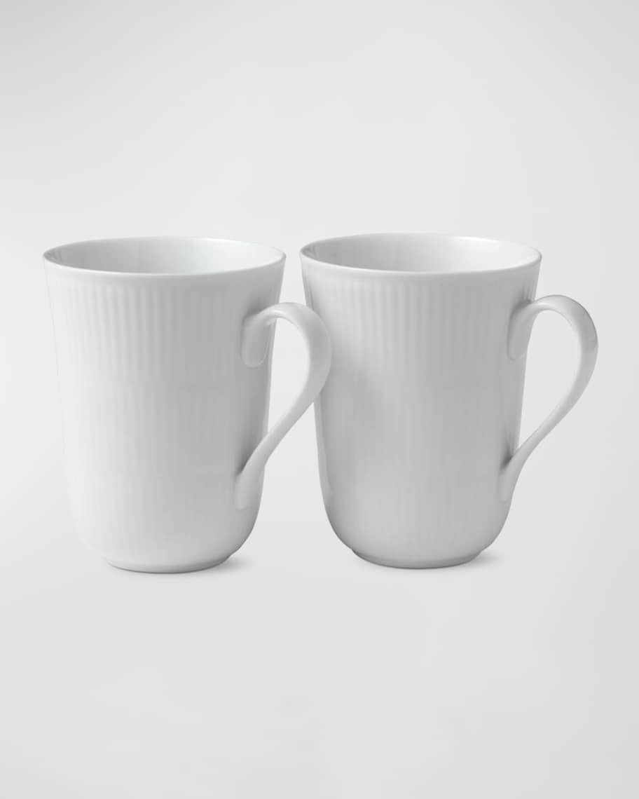 Royal Copenhagen White Fluted Mugs, Set of 2 | Neiman Marcus