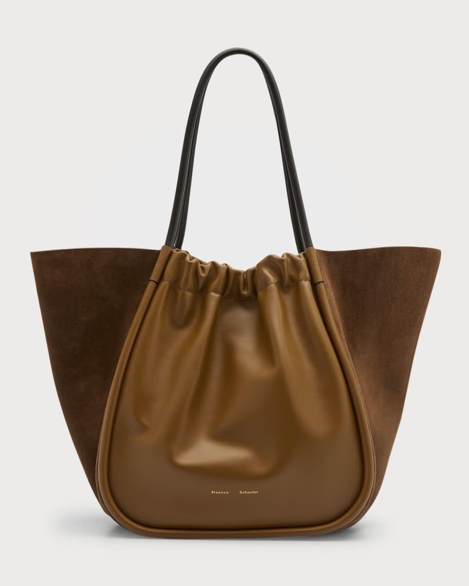 Proenza Schouler XL Ruched Suede & Leather Tote Bag | Neiman Marcus