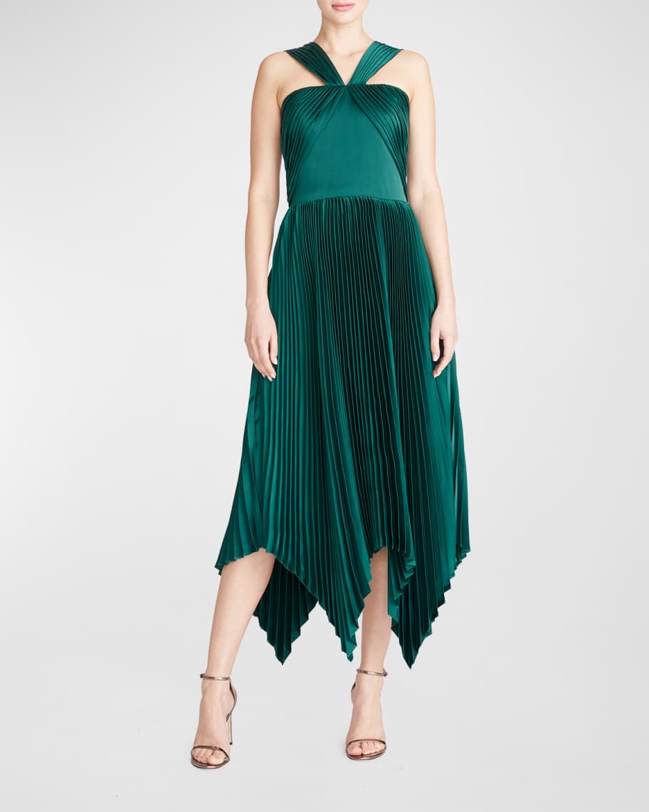Theia Eleanora Pleated Handkerchief Gown | Neiman Marcus