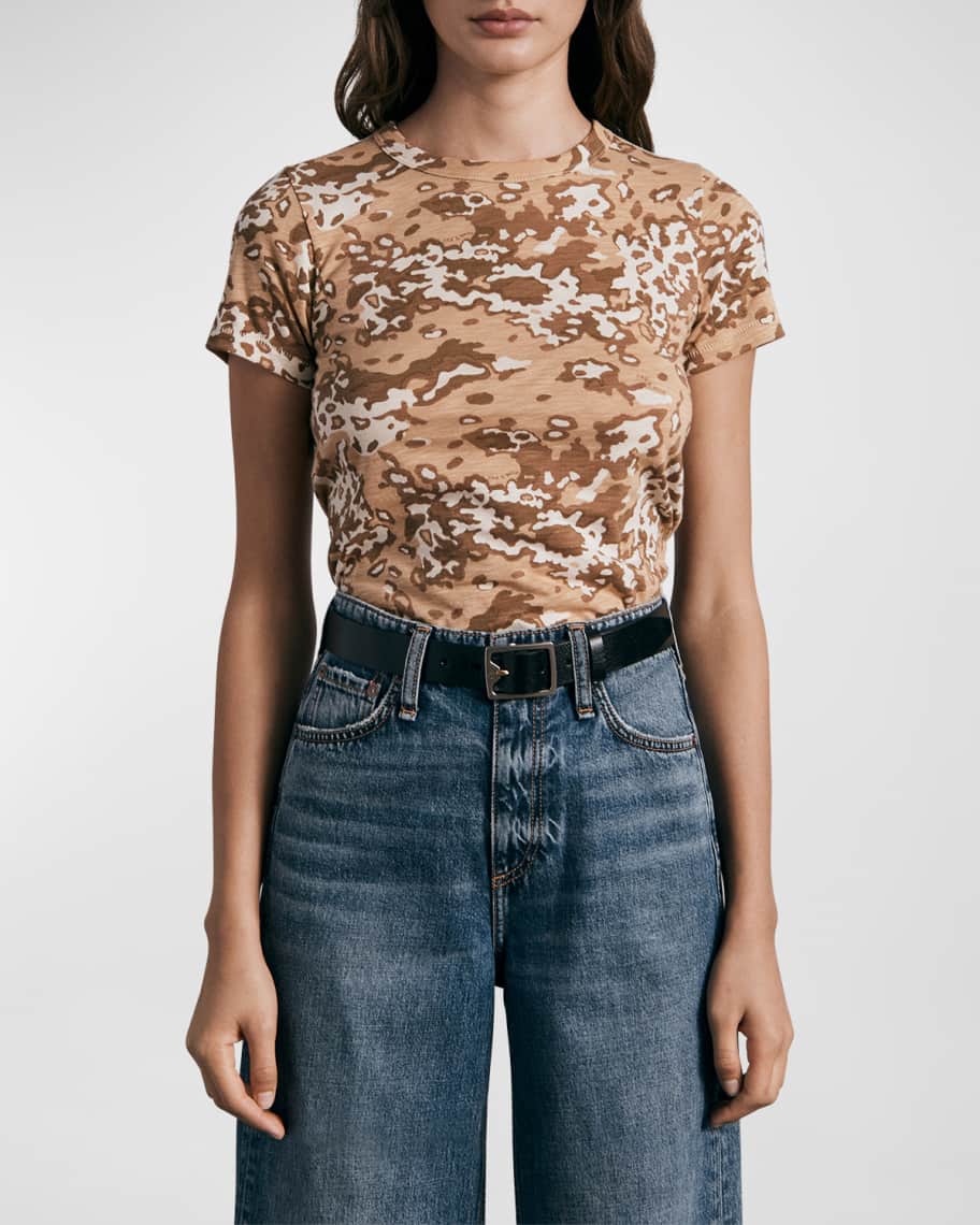 Rag & Bone Camouflage Crewneck Baby Tee | Neiman Marcus