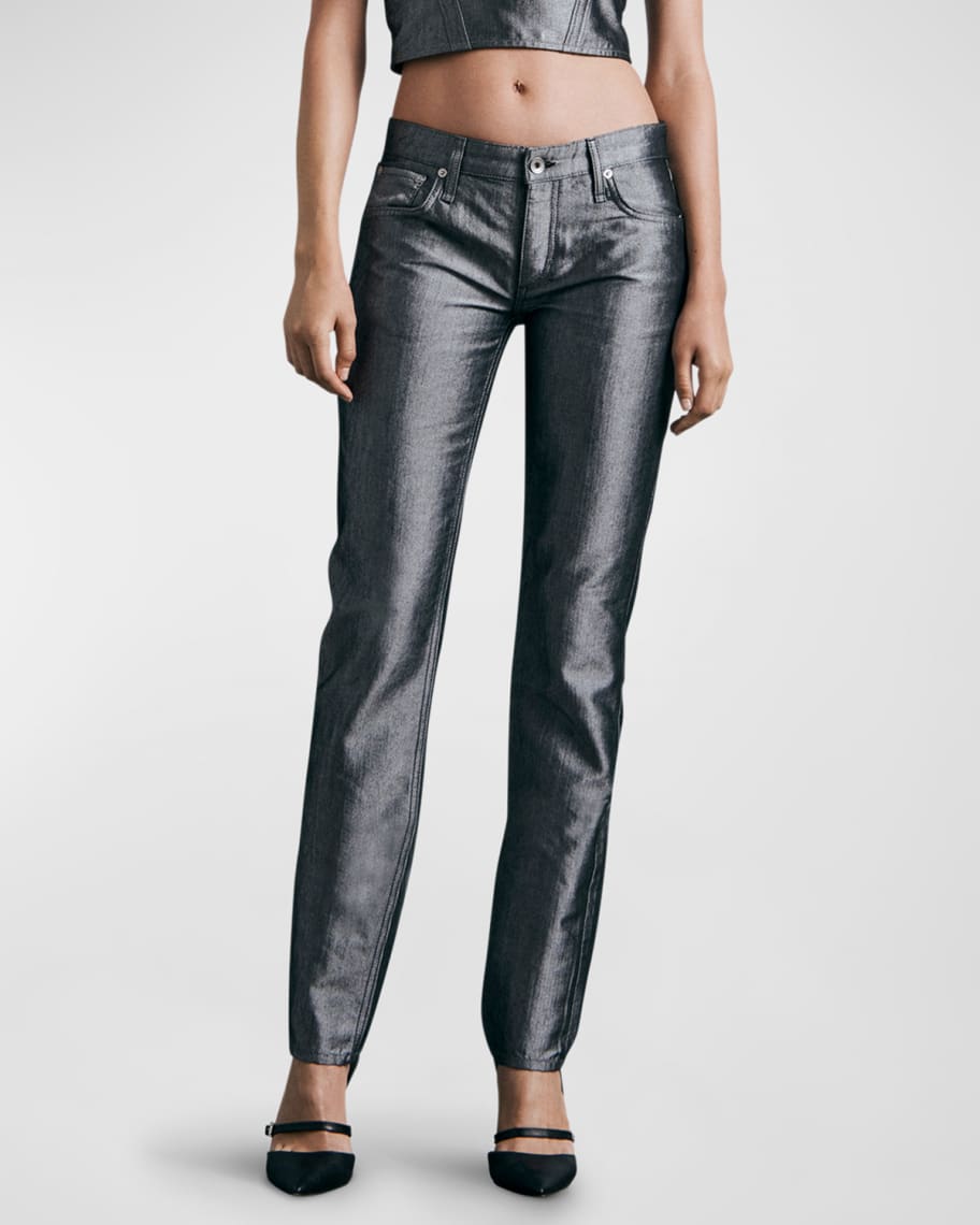 Rag & Bone Piper Metallix Low-Rise Straight Jeans | Neiman Marcus