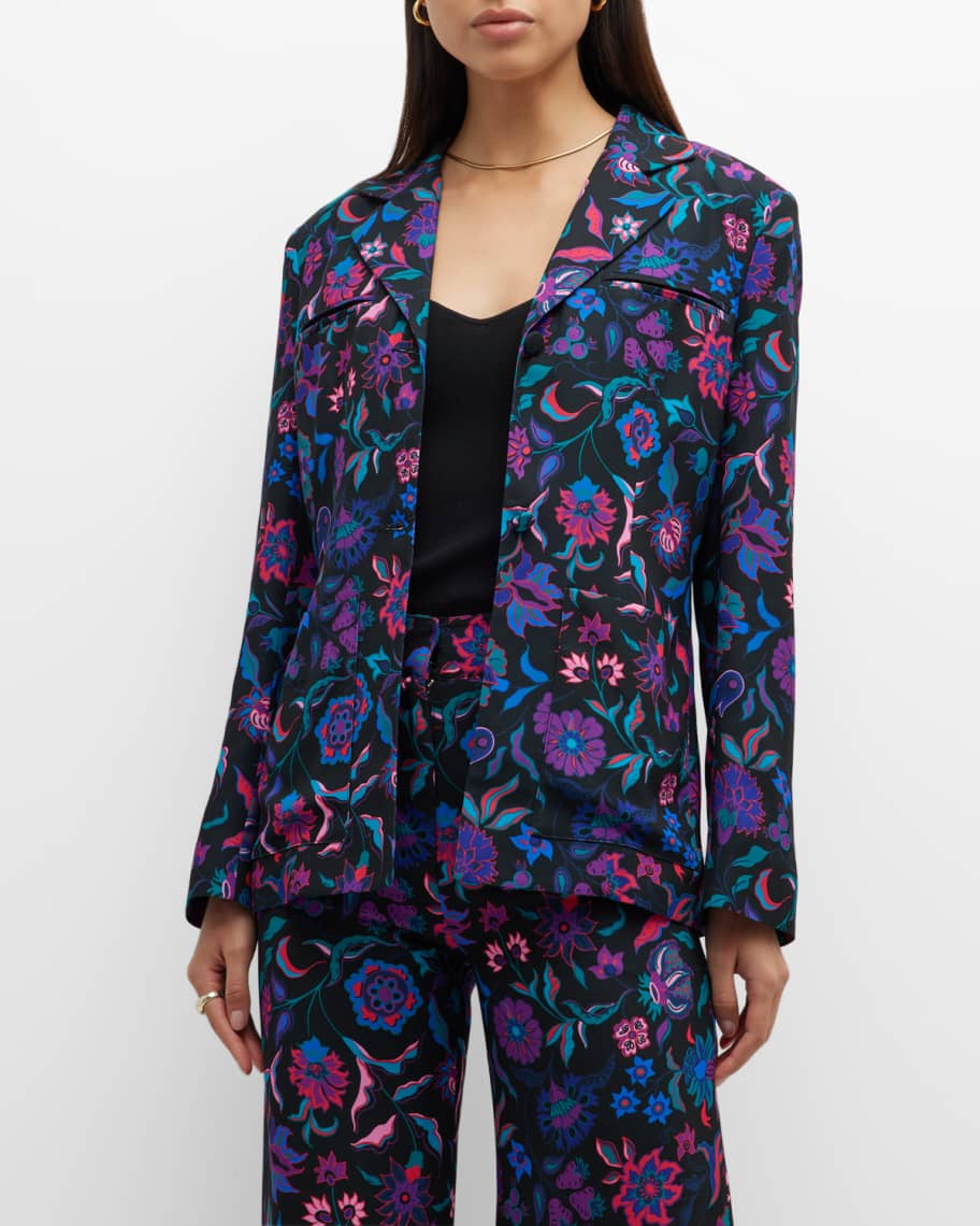 ARIAS New York Single-Button Floral-Print Safari Jacket | Neiman Marcus