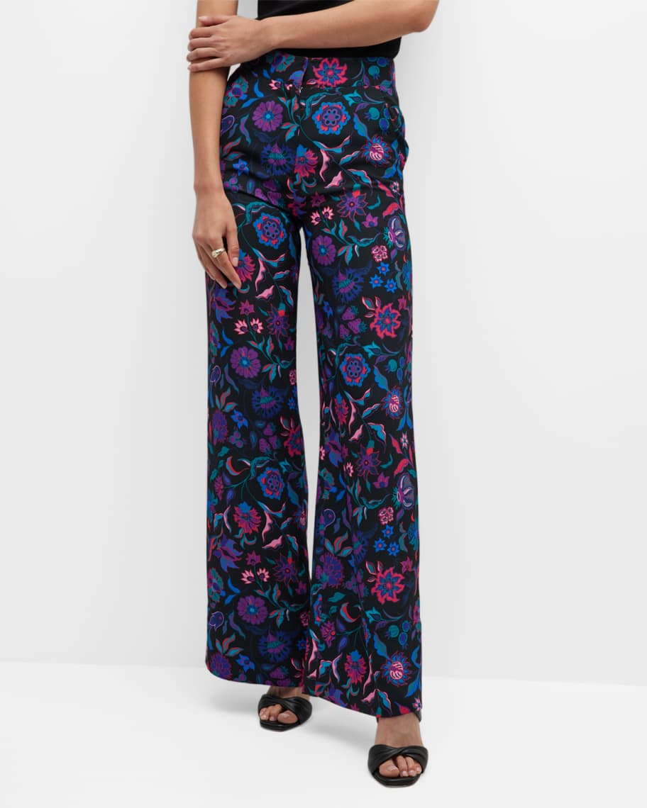 ARIAS New York Floral-Print Straight-Leg Trousers | Neiman Marcus