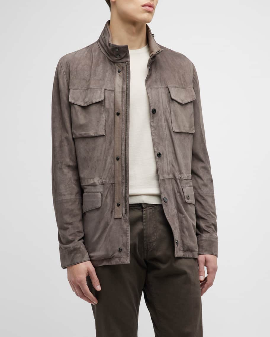 Stefano Ricci Men's Lamb Suede Field Jacket | Neiman Marcus