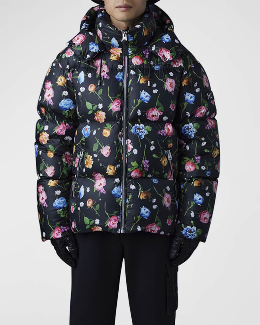 Mackage Men's Kent Floral Down Puffer Jacket | Neiman Marcus