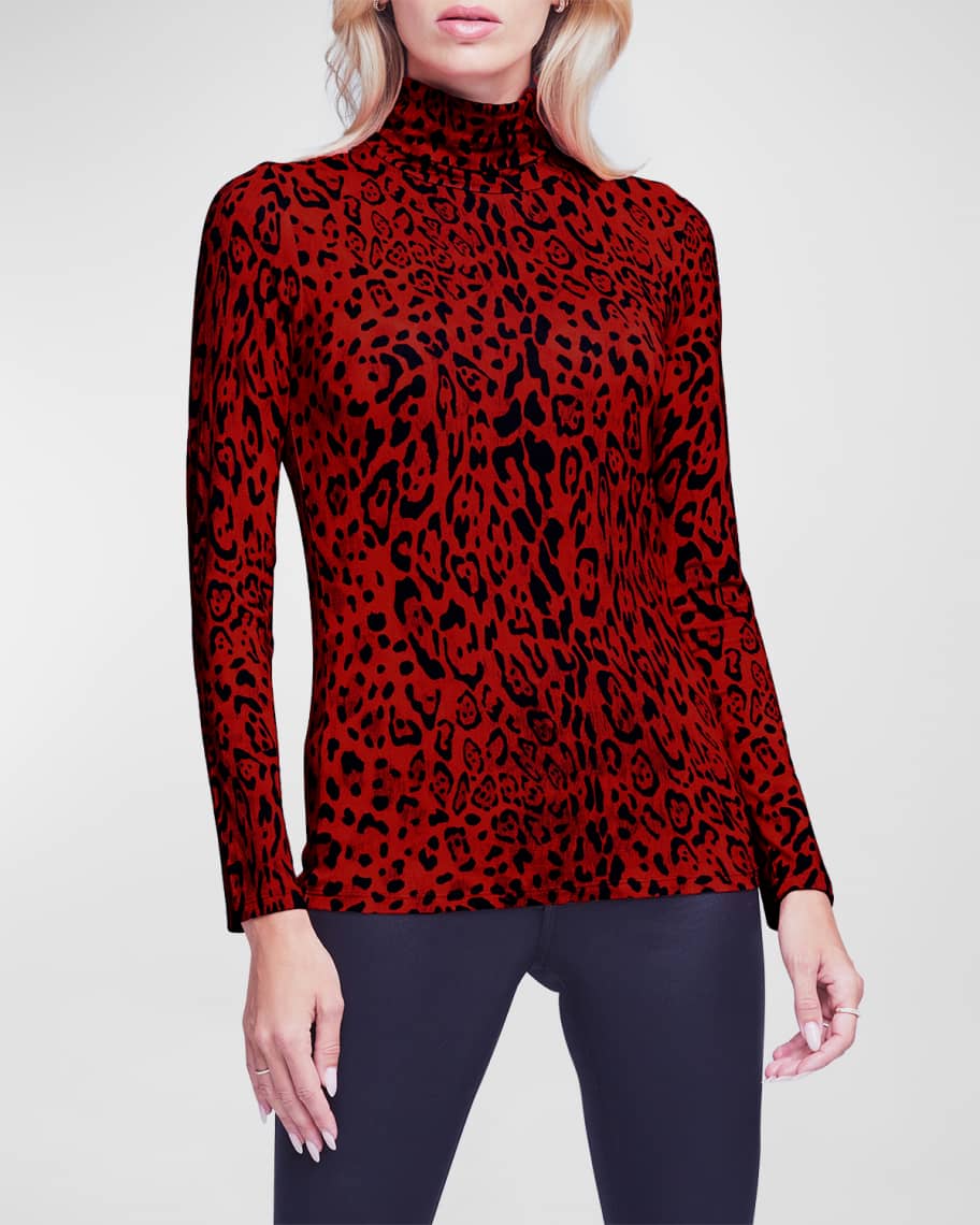 L'Agence Lani Cheetah Long Sleeve Turtleneck | Neiman Marcus