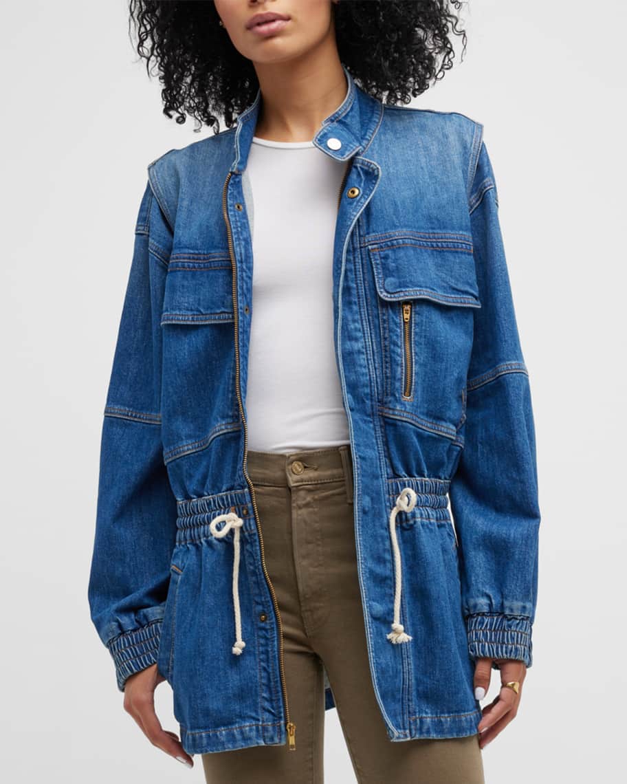 MOTHER The Carry All Parka Denim Utility Jacket | Neiman Marcus