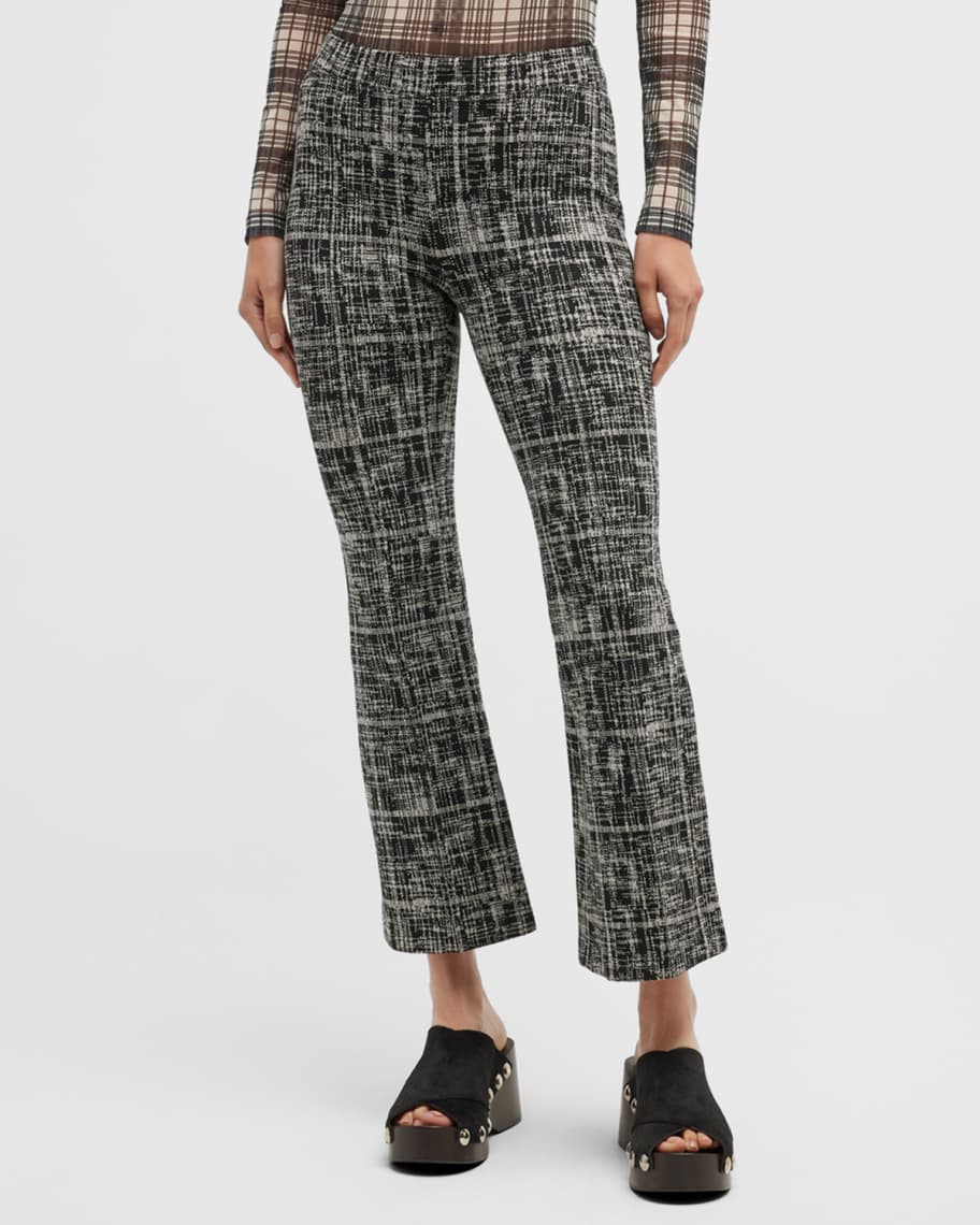 Rosetta Getty Plaid Flare Crop Pull-On Pants | Neiman Marcus