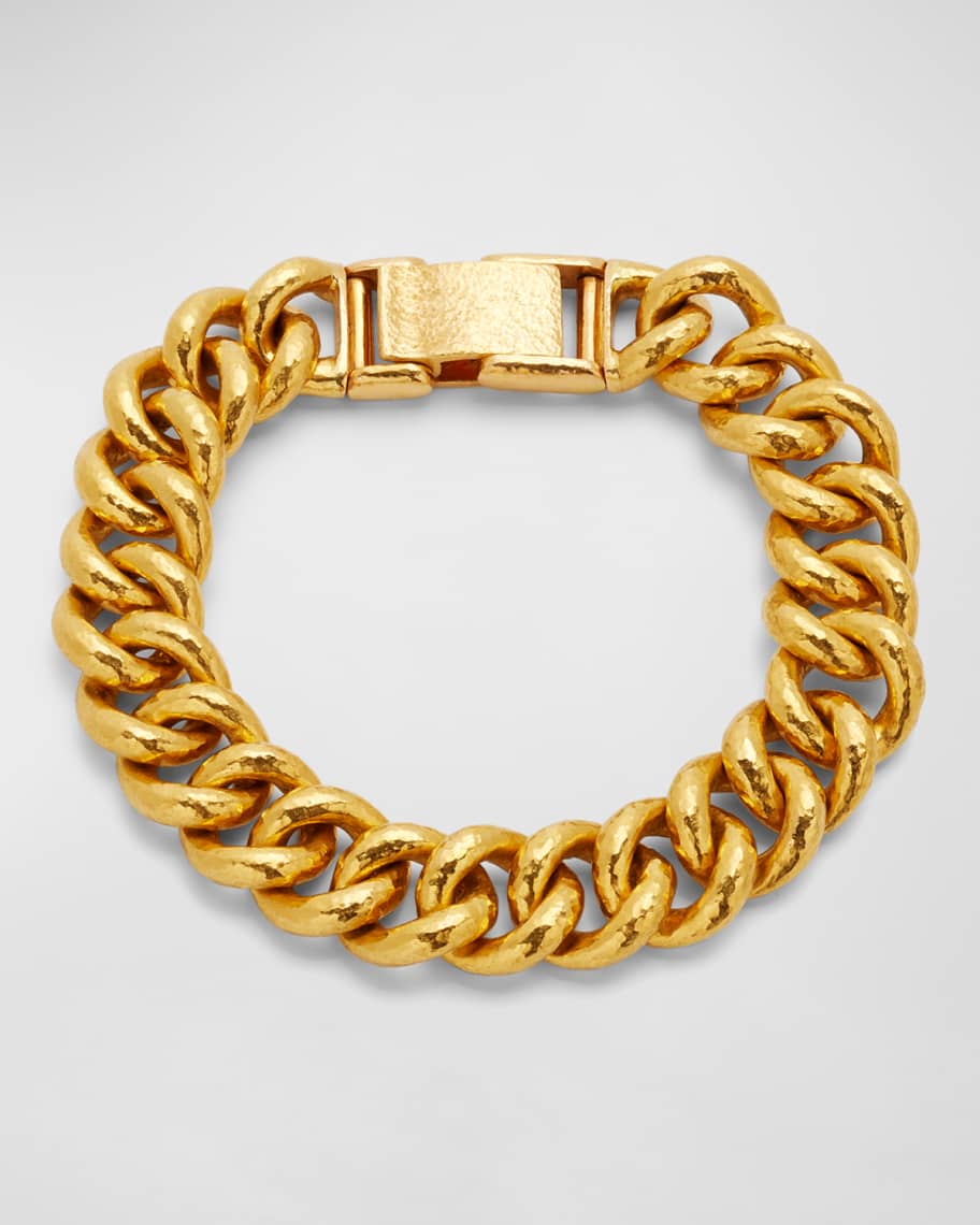 Gurhan Men's Hammered 24K Yellow Gold Cuban Chain Bracelet | Neiman Marcus
