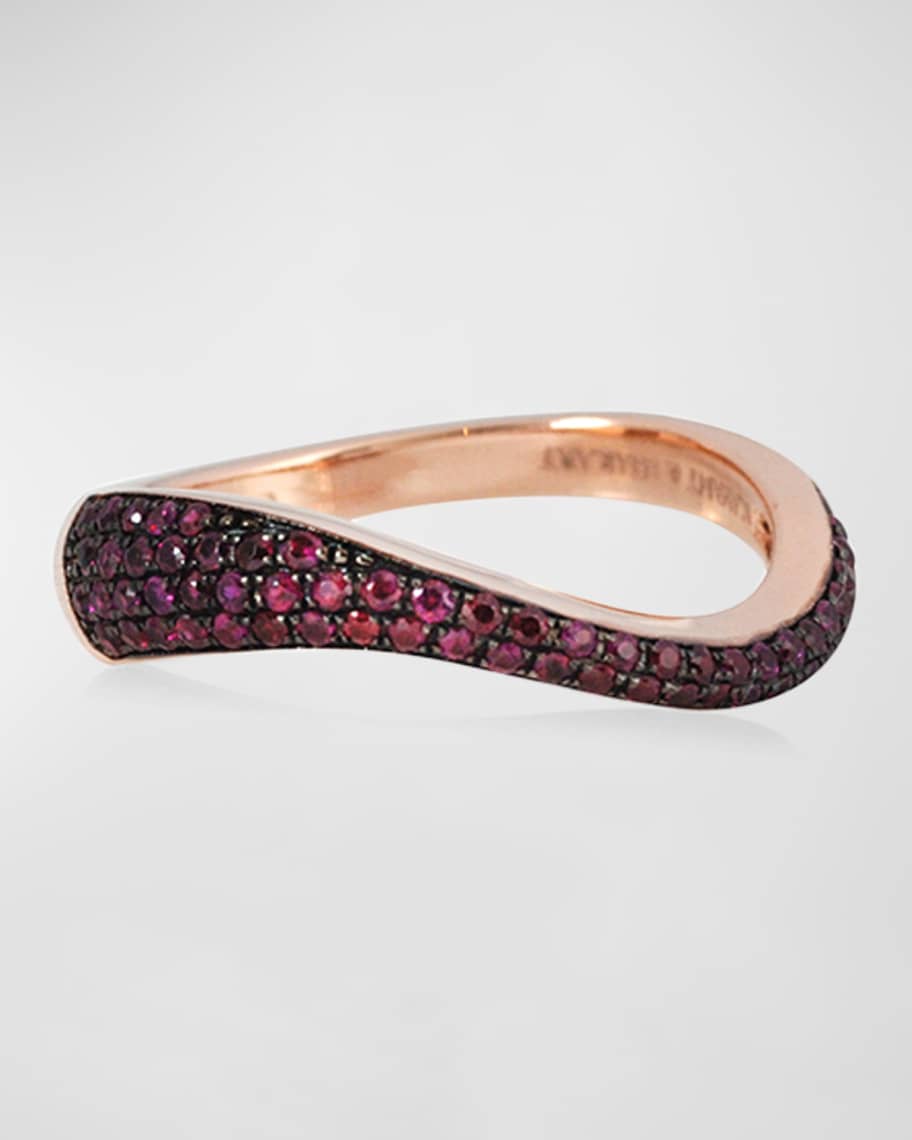 Kavant & Sharart 18K Rose Gold Ruby Pave Wave Ring | Neiman Marcus