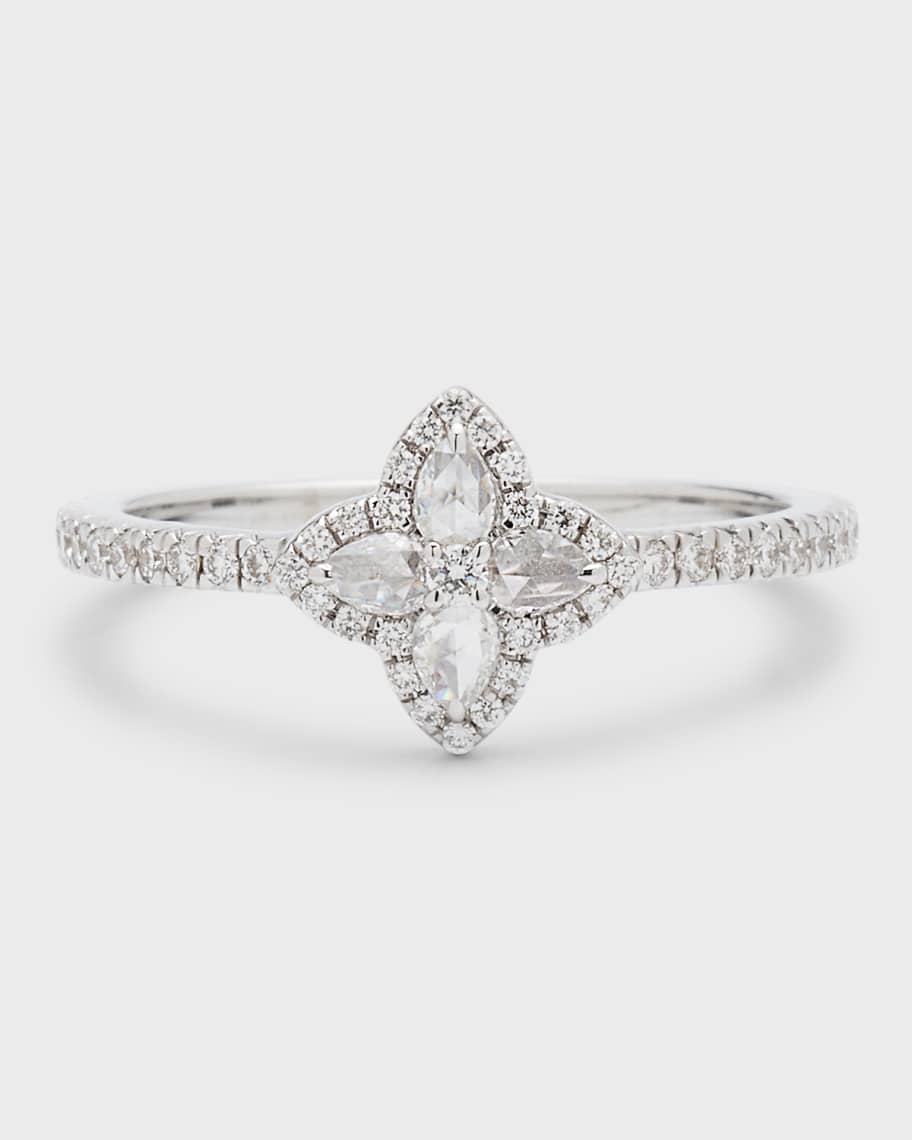 64 Facets Blossom 18K White Gold Blossom Motif Diamond Ring, Size 6, 0 ...