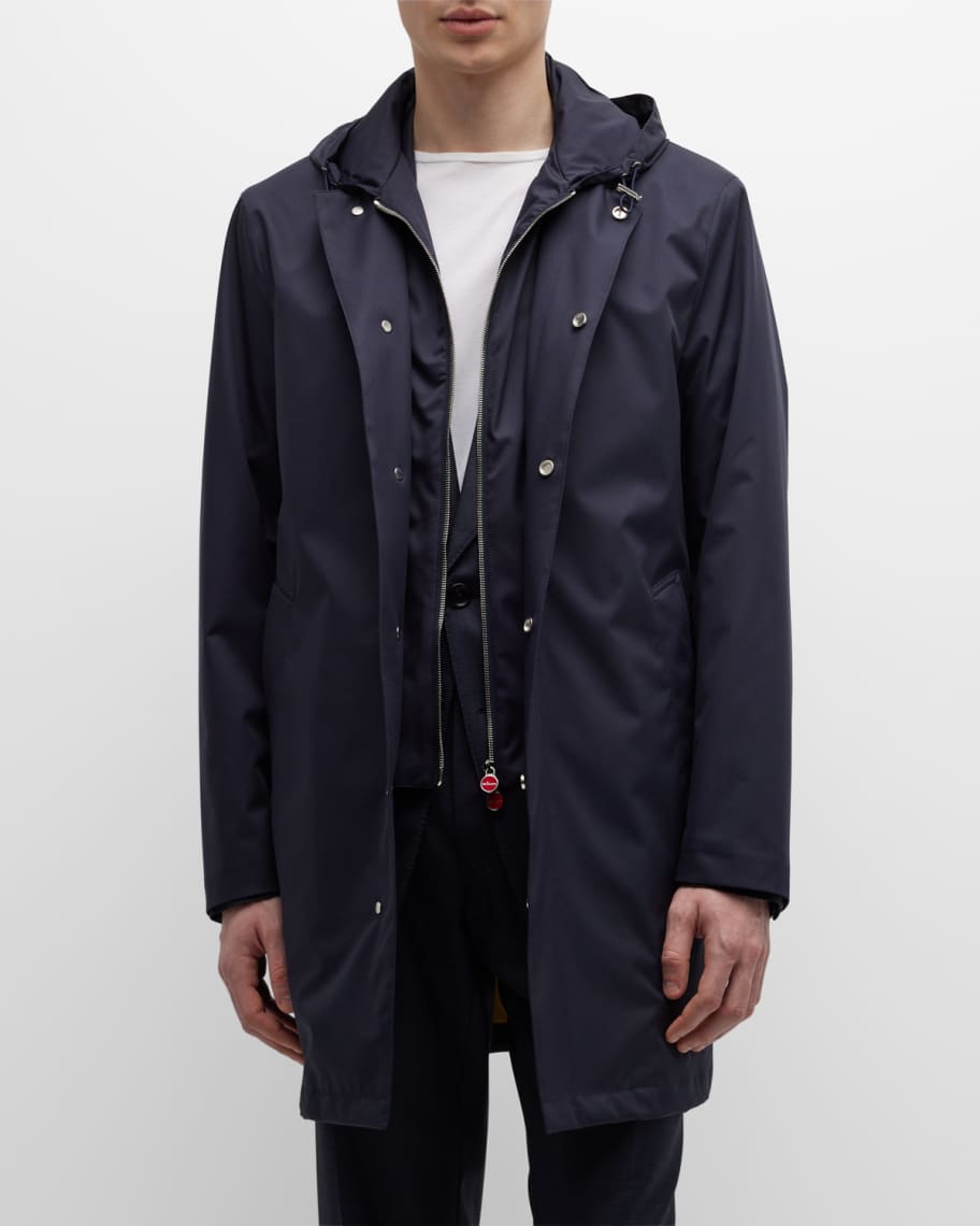 Kiton Men's Hooded Raincoat with Bib | Neiman Marcus