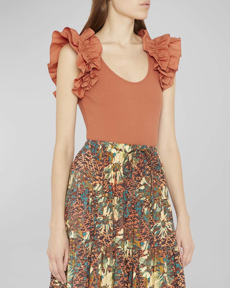 Ulla Johnson Koa Sleeveless Ruffled Knit Top | Neiman Marcus