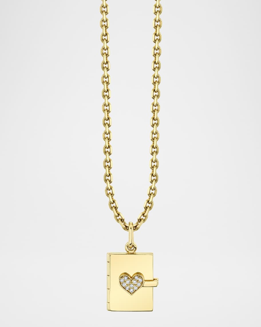 Sydney Evan 14K Yellow Gold Heart Book Locket on Blecher Chain Necklace ...