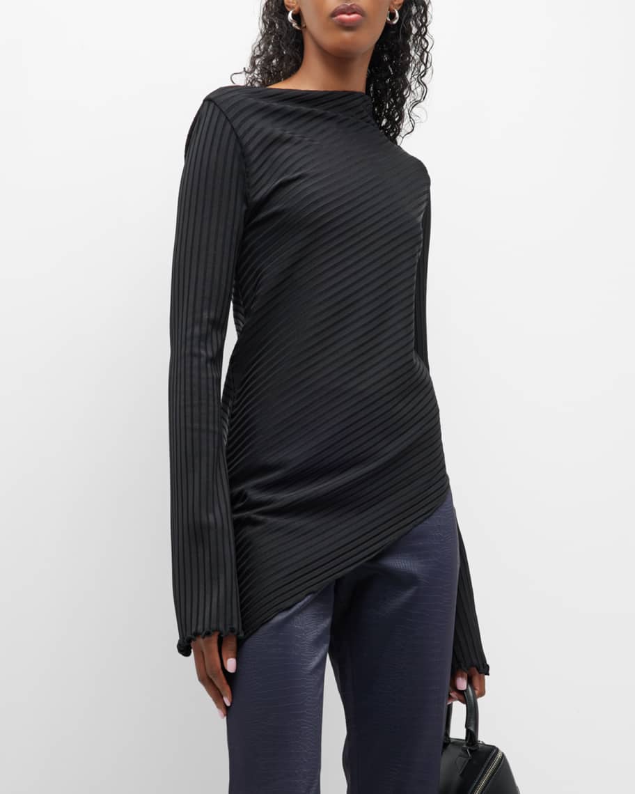 Rohe Long Sleeve Asymmetric Ribbed Top | Neiman Marcus